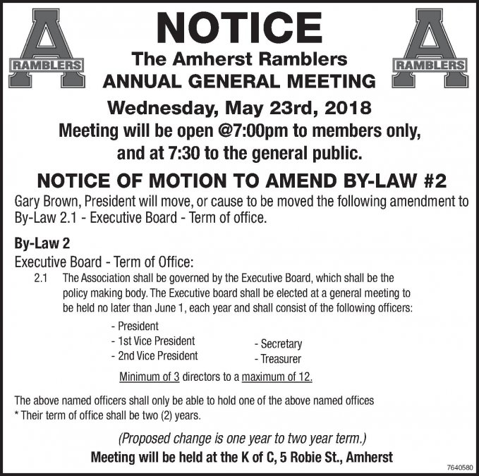 Amherst Ramblers Junior A Hockey Club powered by GOALLINE.ca
